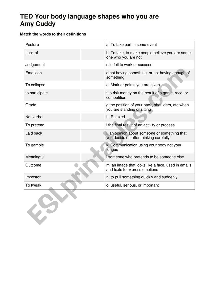 The Secrets Of Body Language Video Worksheet Answer Key Language