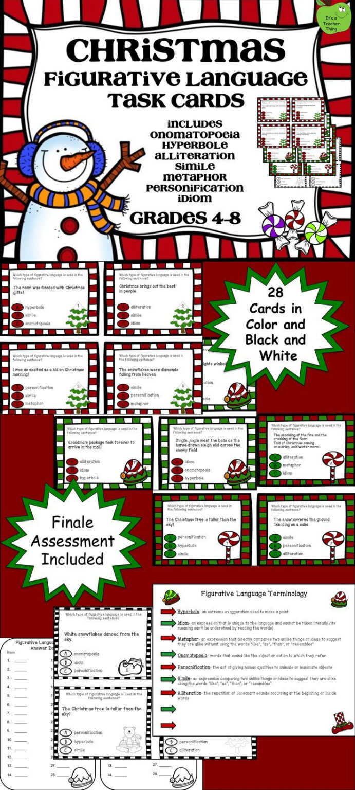 Christmas Figurative Language Worksheets | Language Worksheets