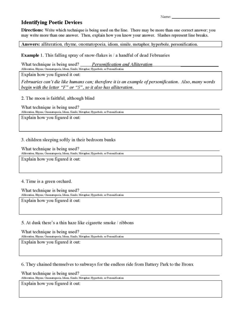Figurative Language 5th Grade Worksheet | Language Worksheets