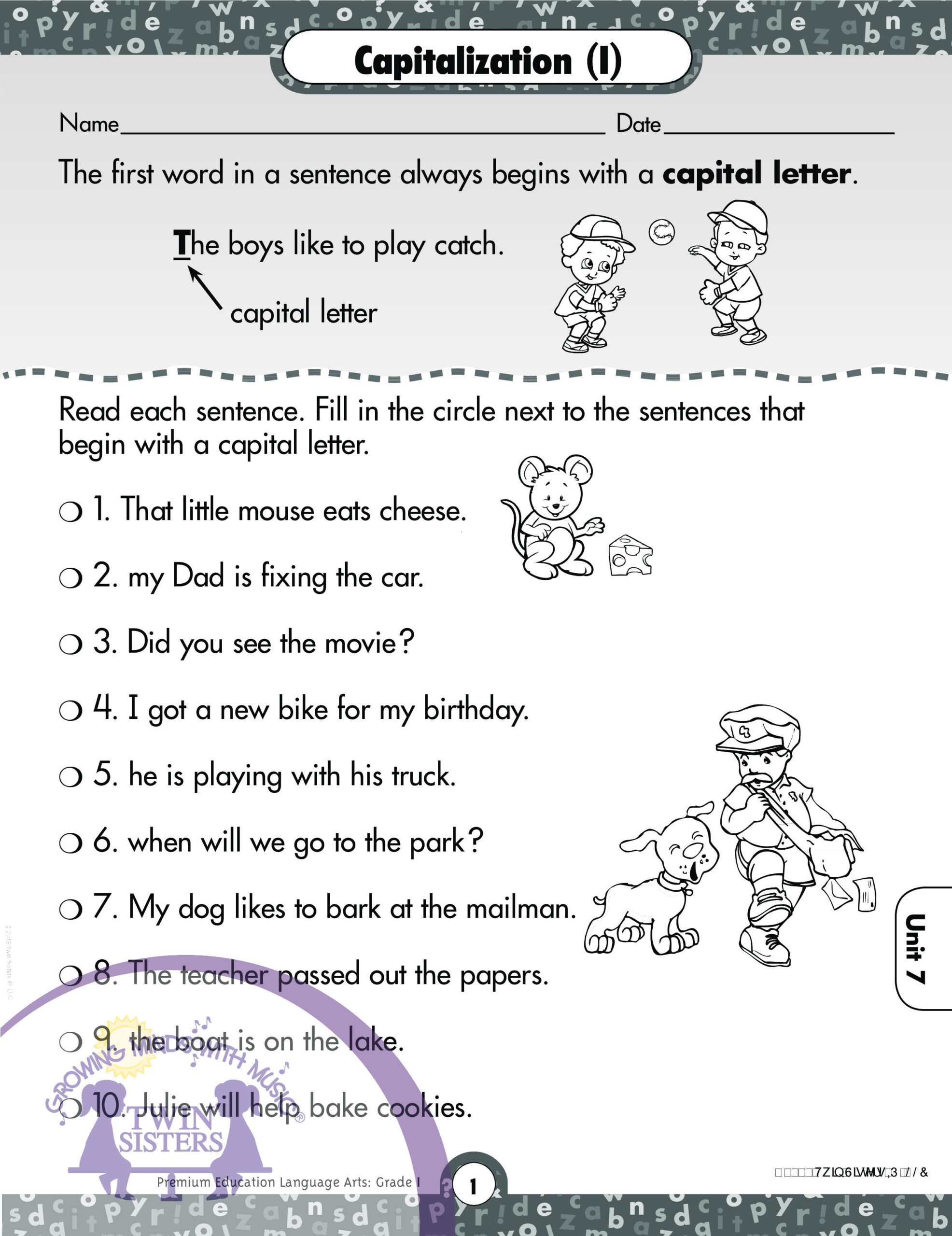 Language Arts Worksheets For Grade 1 Language Worksheets