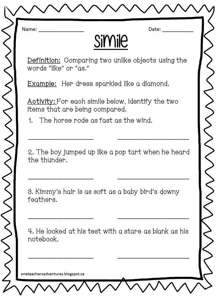 Figurative Language Worksheets Middle School Language Worksheets Figurative Language Worksheets Middle School Language Worksheets