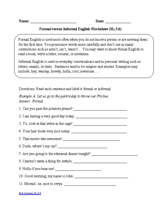 5th Grade Ela Worksheets Language Worksheets