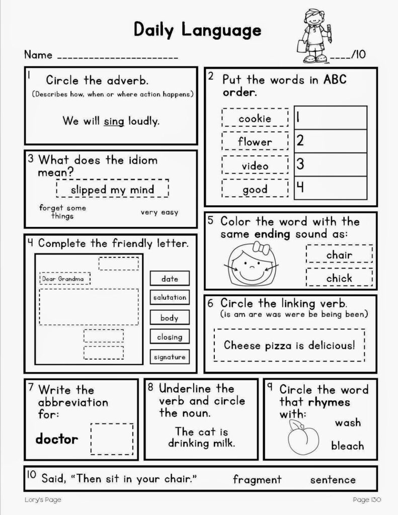 Daily Language Practice Worksheets | Language Worksheets